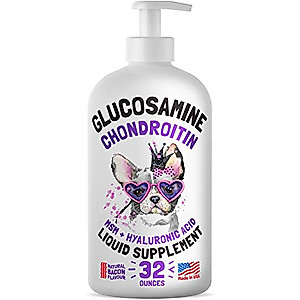 Allergy Relief Chews for Dogs & Immune & Digestive Supplement 120 Soft Treats and Liquid Glucosamine for Dogs Bacon Flavour with Chondroitin, MSM & Hyaluronic Acid 32 oz