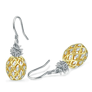 RoseJeopal Pineapple Dangle Earring S925 Hook Hawaiian Hypoallergenic Earring Jewelry for Women