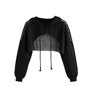 SweatyRocks Women's Casual Solid Cut Out Front Long Sleeve Pullover Crop Top Sweatshirt Solid Black 3XL