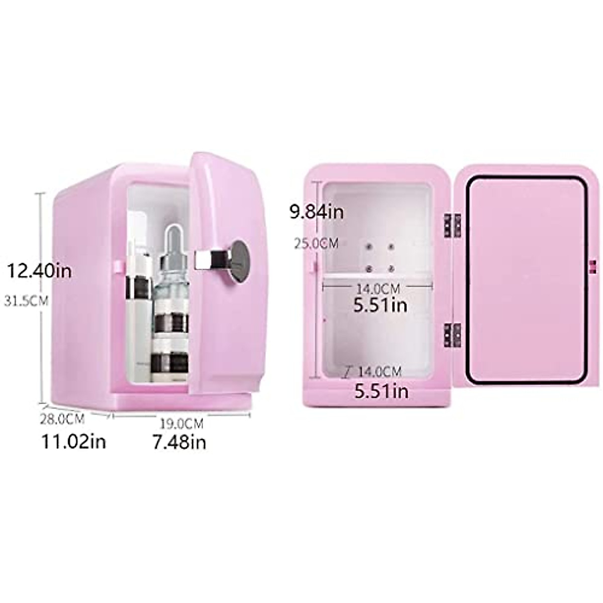 REKIRO Skincare Fridge, Mini Fridge for Bedroom, Makeup Refrigerator, Tiny Cosmetic Beauty Fridge, Desk Fridge for Office, Small Breastmilk Fridge, Portable Design with Handle, 5 Liter
