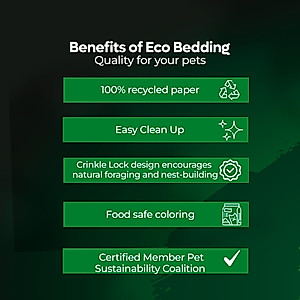 Eco Bedding 99% Dust-Free Paper Bedding for Small Pets & Birds, Eco Natural, 4.5L - Safe, Clean & Comfortable Nesting Material, Ammonia Blocker
