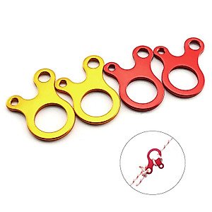 RuiLing 10pcs 3 Holes Camping Awning Cord Rope Tensioner Guy Line Runners Hook Hanger 4.9x2.7cm (Red and Golden)