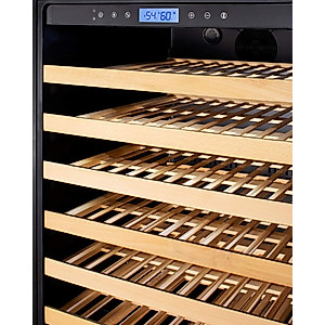 Summit Appliance SWC1926B 24" Wide Single Zone Wine Cellar For Built-In or Freestanding Use with Glass Door with Stainless Steel Trim, Digital Thermostat, Wooden Shelving and Factory-Installed Lock