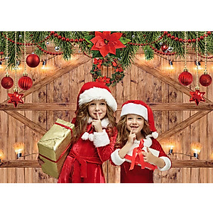 CYLYH 10x8FT Christmas Backdrop New Year Party Background Barn Door Backdrop Family Party Christmas Decoration Background Photo Studio Props D507