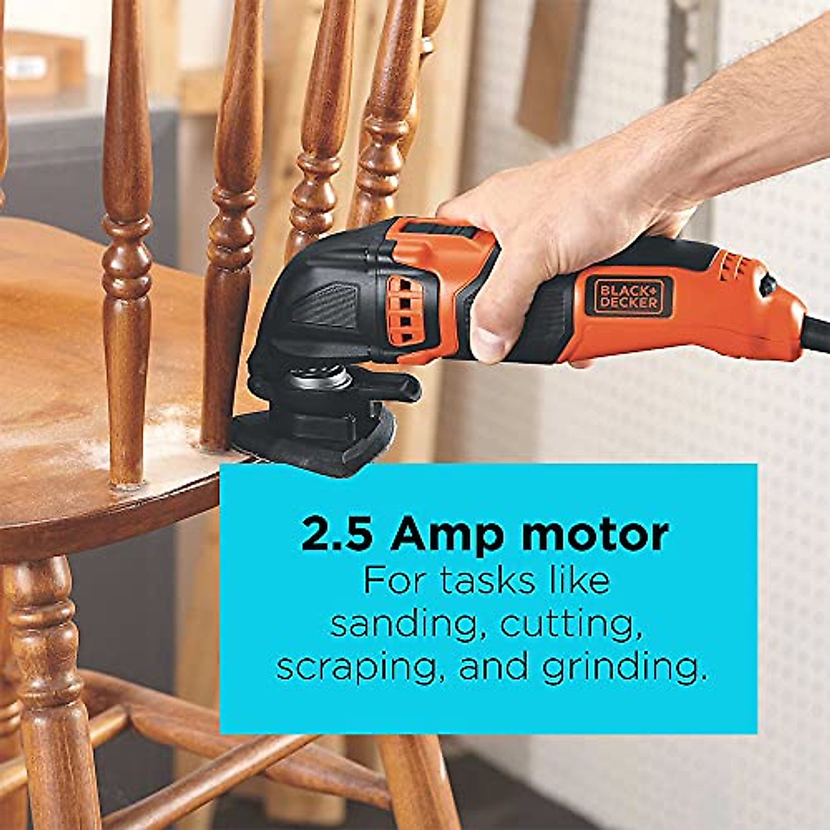 BLACK+DECKER Oscillating Multi-Tool, Variable Speed, 2.5-Amp (BD200MTB)