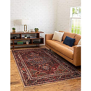 Unique Loom Revival Collection Traditional Medallion Border Burgundy/Black Area Rug (8' 4 x 12' 0)