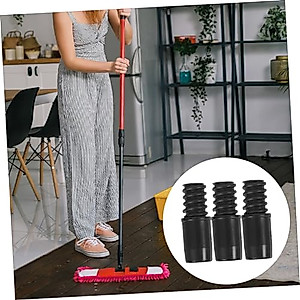 Yardenfun 12 Pcs Mop Head Pole Adapter for Broom Tips for Handle Extension Pole Adapter Tip for Telescopic Pole Connector Handle Tips for Broom Poles Threaded Tip Repair Kit Plastic Black