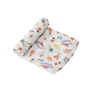 Red Rover Kids Cotton Muslin Swaddle - 47”x 47”- 100% Cotton – Machine Washable – Softer with Every Wash – Playful Designs -Soft, Breathable & Lightweight – Unisex (Ice Cream Parlor)