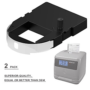 BOEDCN 2 Pack Replacement for Pyramid 3500 Replacement Ribbon Used with Pyramid 3500, 3700, 4000, 4000HD Time Clocks, 11.5ft, Individually Sealed, Pre-Installed Ribbon Shield, 11.5ft (Black)