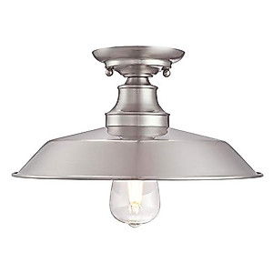 Westinghouse Lighting 6370200 Iron Hill 12-Inch, One-Light Indoor Semi Flush Mount Ceiling Light, Brushed Nickel Finish