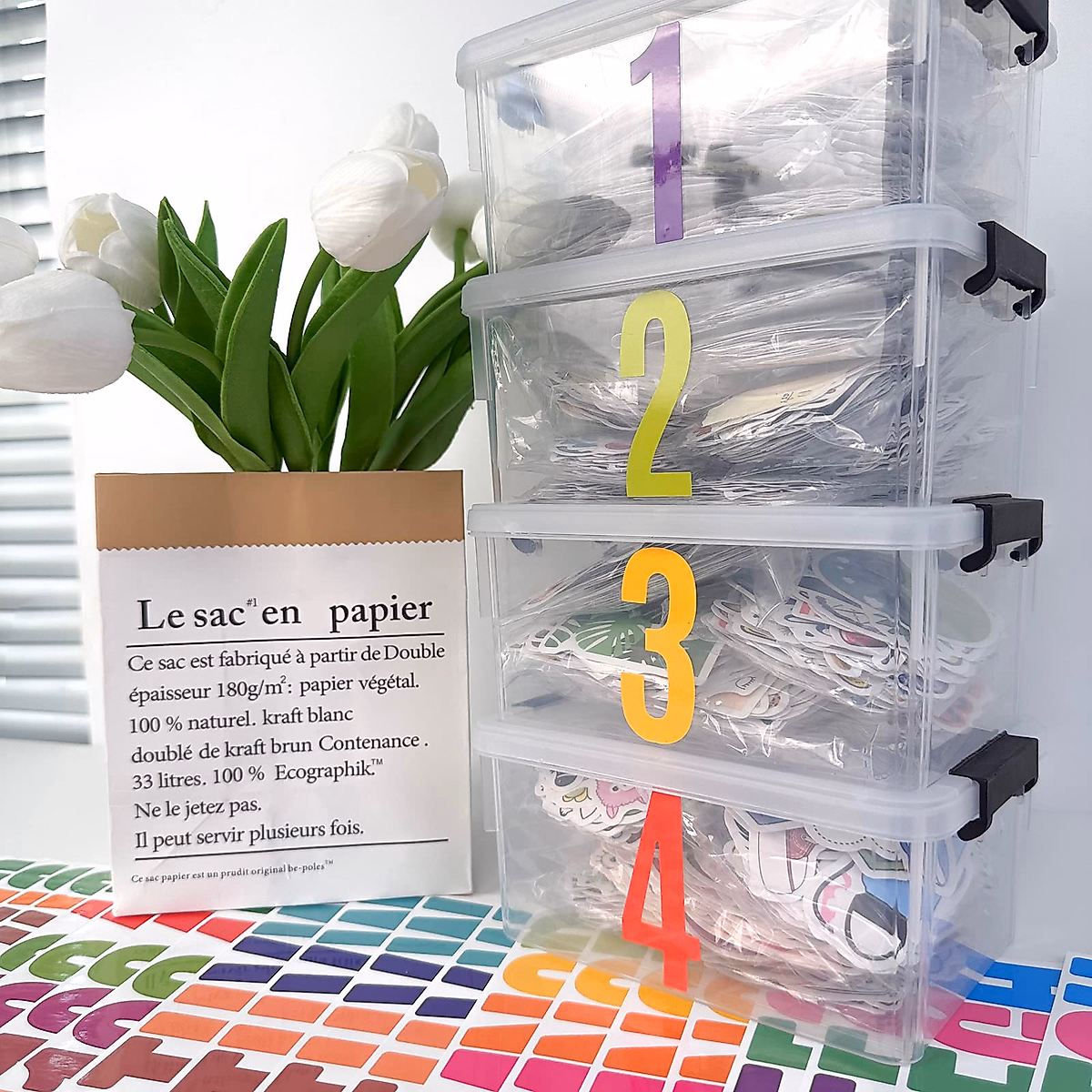 Bemeol 500 Pieces 30 Sheets Large Letter Stickers 2.5 Inch Alphabet Letter Stickers Self Adhesive Letters for Bulletin Board Mailbox Door Classroom Home