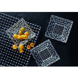 Nachtmann Bossa Nova Collection Dip Bowl Set of 4, Square, 3-Inch, Bowl for Dipping Sauce, Snacks, and Nuts, Chip and Dip Dish, Crystal Clear Glass, Dishwasher Safe