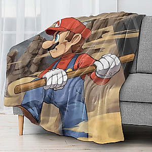 NICHIYOBI Redcap Beard Plumber Bros Game Flannel Blanket Kobayashi Tohru Kanna Lightweight Cozy Throw Blanket Warm Bed Blanket fit Sofa and Couch (03,Medium 60x50in)