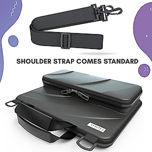 UZBL 11-11.6 Inch Protective Always-on Chromebook Hard Case with Accessory Pouch and Adjustable Shoulder Strap