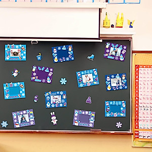 30 Packs Winter Craft Kits for Kids, Holiday DIY Picture Frame Craft Snowflake Penguin Polar Bear Art Party Favor Home Classroom Game Activities