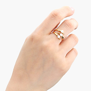 Satinski 18K Gold-Plated Sterling Silver 925 Natural Pearl Triple Claw Adjustable Expandable Ring | Ideal as a Gift for Women | Mother's Day/Birthday/Anniversary… (TRIPLE CLAW)