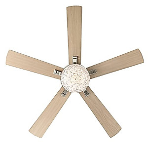 Breezary 52" Ceiling Fans with LED Lights Remote Control, 5 Reversible Blade Chandelier Crystal Lighting Ceiling Fan for Bedroom Home Office