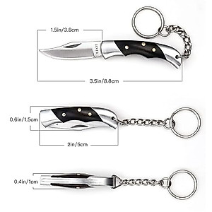 EZKIT Small Pocket Knife, EDC Knife with Stainless Steel and Wood Handle, Small Folding Knife, Blade Length1.5in