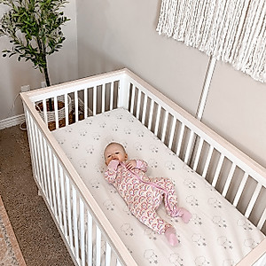 Newton Baby Mini Crib Fitted Sheets (2-Pack) | Organic Muslin Cotton, Breathable & Soft Baby Sheets, Washable Baby Mattress Sheets, Fits Any Mini Sized Crib 24" x 38", Wishing on a Star Print + White