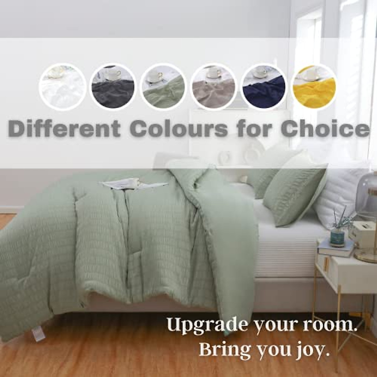 HAOWANER Sage Green Comforter King, 3 Pieces Sage Comforter Set King, Sage Green King Comforter Set King Sage, 90"x104" Green King Size Comforter Set, King Comforter Green King Bedding Set Sage