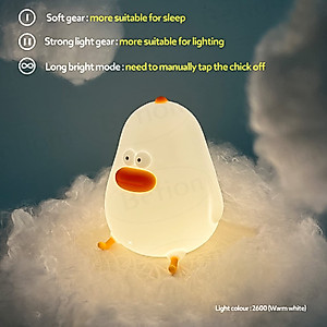 Befion Cute Night Light for Kids,TyiTyi Little Fat Chick LED Night Light with 2 Modes of Brightness&Touch Controls,Silicone Nursery Lamp with Tab-C Cable for New Parents,Kids Gifts,Room Decor