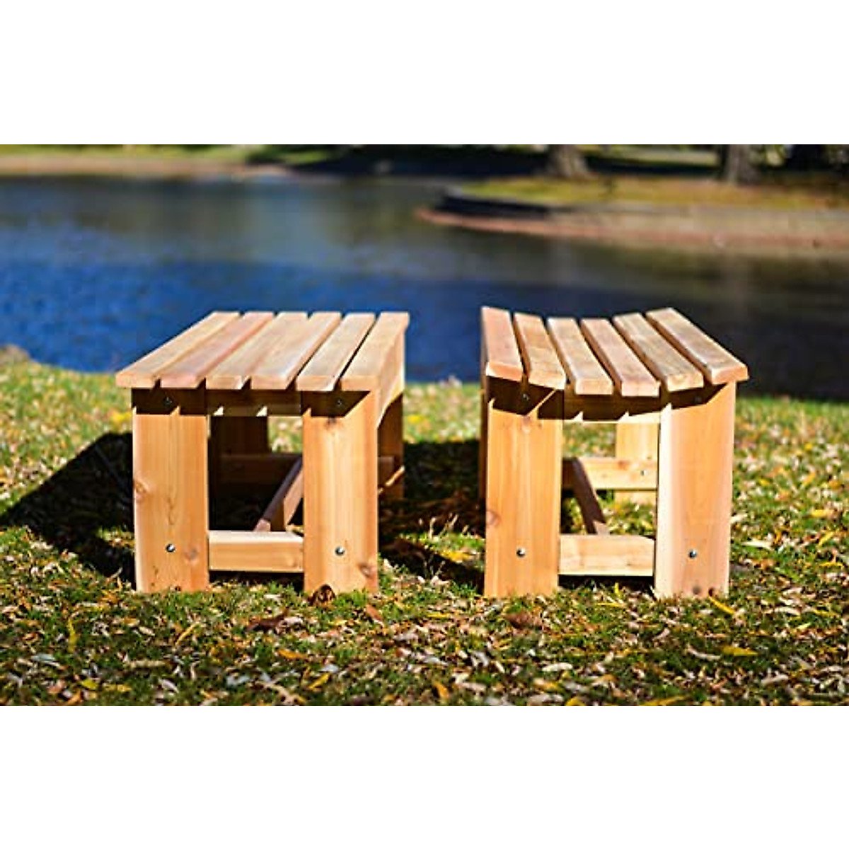 Premium Cedar Outdoor Garden Bench with Flat Seat (48” Wide, 18” Deep, 17” Tall)