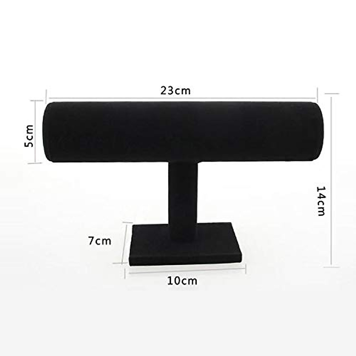 TENINYU Hovering T-Bar Bracelet Necklace Earring Bangle Pendants Anklet Tower Watch Key Jewelry Display Stand for Home Organization (Black Velvet)