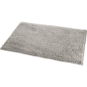Amazon Basics Non-Slip Microfiber Shag Bathroom Rug Mat, 21" x 34", Platinum
