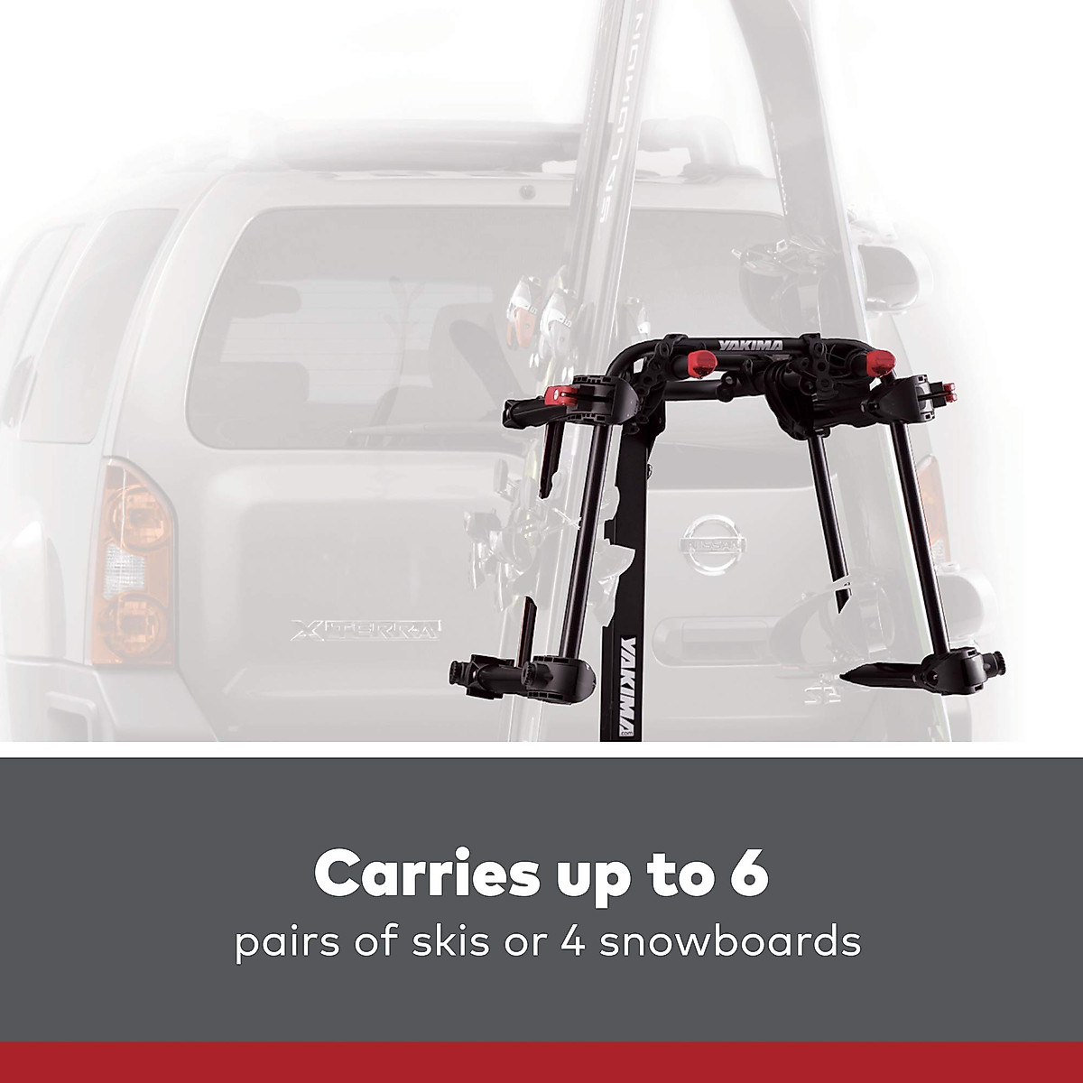 YAKIMA - HitchSki Ski & Board Conversion Mount For Bike Hitch Rack, Fits Up To 6 Pairs of Skis or 4 Snowboards