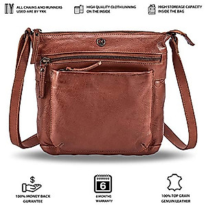 Cochoa Women's Real Leather Small Triple Zip Crossbody Bags Purse Travel Bag
