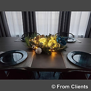 Crackle Globe LED Lamp Battery Operated, Lighted Glass Orb for Festival Christmas Decoration, Gold Mercury Glass Ball Light for Living Room Indoor, Glowing Night Light Ball Lamp, Sphere Table Lamp