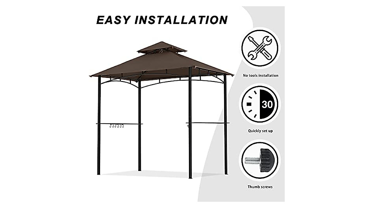 COOSHADE 8'x5' Grill Gazebo with LED Lighting