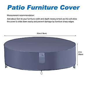 CNCZMH 70"X23" Patio Furniture Set Covers Waterproof For Outdoor Round Table And Chairs, 600d Oxford Fabric Heavy Duty Extra Large Covering For Outside Furniture