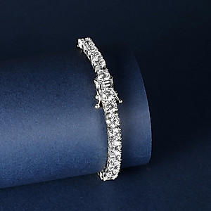 Gemsme 18K White Gold Plated 5mm Tennis Necklace/Bracelet/Earrings Sets Pack of 3