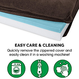 Furhaven Cooling Gel Dog Bed for Large Dogs w/ Removable Bolsters & Washable Cover, For Dogs Up to 95 lbs - Sherpa & Chenille Sofa - Coffee, Jumbo/XL