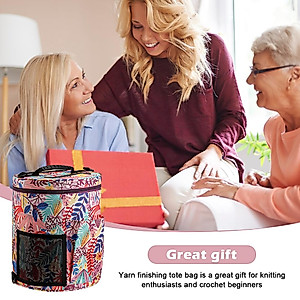 Yarn Bag with Customized Front Compartment for Knitting Accessories, Large Crochet Tote Yarn Organizer Yarn Bowl with Zipper Closure and Shoulder Strap for Crocheting(as Shown,Size:11.02x12.99inch)