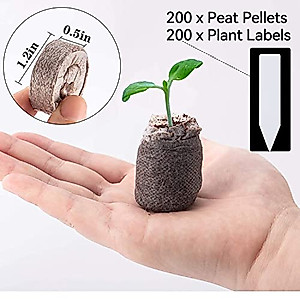 200 Pcs Peat Pellets - 30mm Seeds Plant Starting Plugs, Compressed Nutrient Fertilizer Fiber Soil Block, Plant Pods Bulk for Seedling Transplanting Herb Flower Vegetables