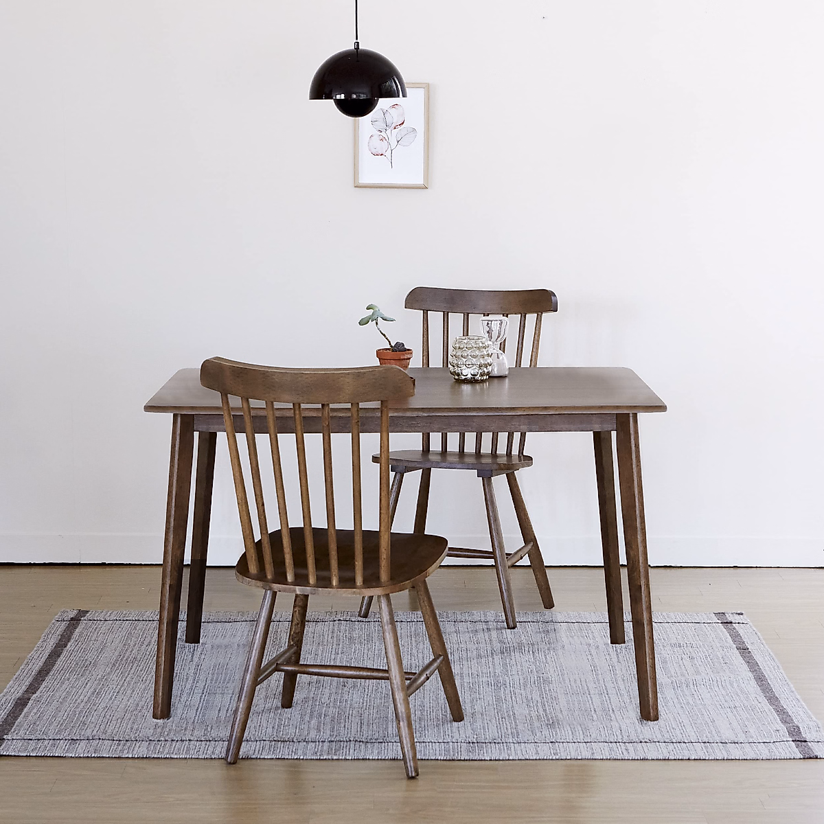 Livinia Canberra 47.2" Rectangular Wooden Dining Table/Mid Century Modern Malaysian Oak Kitchen Table (Walnut) Table Only