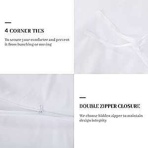 SunStyle Home Pinch Pleated Duvet Cover White 2 Pieces Twin Duvet Covers Soft Microfiber Luxury Duvet Cover with Zipper Closure & Corner Ties for All Season(1 Duvet Cover, 1 Pillow Sham)