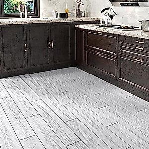 WallerCity Natural White Wood Peel & Stick Floor Planks 36"x6" Waterproof Self-Adhesive Vinyl Tiles for Bathroom & Kitchen (4PCS)