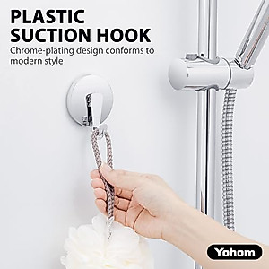 YOHOM Suction Cup Hooks for Inside Shower Wall Suction Towel Holder Bathroom Wash Cloth Suction Hanger Plastic Loofah Sponge Hooks for Glass Shower Door, 2PCS