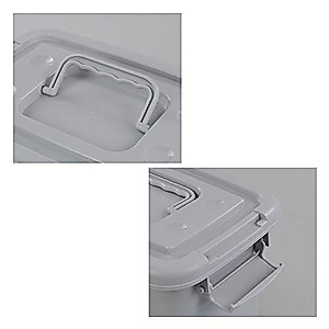 Readsky 6-Pack 5 L Plastic Storage Bin with Lid and Handle, Grey