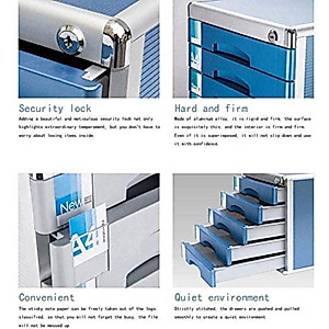 File Storage Cabinet Flat File Cabinets Flat 5 Drawer Lockable Data File Storage Cabinet - Aluminum Alloy - Blue 30x36x30.5cm Home Office Furniture File Box