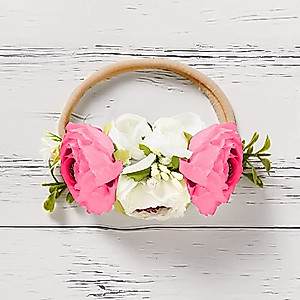 Toddler Baby Girls Tutu Dress Sleeveless Floral Print Layered Tulle Dress Little Girl Princess Dresses with Flower Headband (Strawberry, 1-2 T)