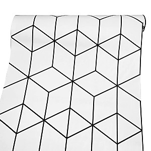 Yifasy Shelf Liner Black Cube Self-Adhesive Drawer Paper Furniture Protector Redo L Shaped Desk 118x17.7 Inch
