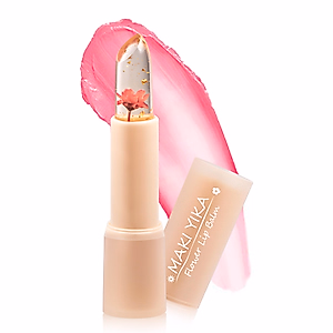 Crystal Jelly Lipstick Tinted Lip Balm Color Changing, Clear Chapstick Lipstick with flower Inside, Natural Pink Lipstick & Lip Moisturizer (Pink)