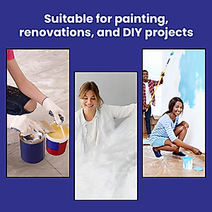 VicMore Clear Plastic Drop Cloth - Water & Dustproof, Odorless Plastic Sheet for Painting, Renovations, DIY Projects - Durable Paint Tarp with 1mil Thickness - Floor Covering & Dust Cover - 9 x 12’