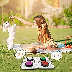 RIBOSY Soundboard, 4 Recordable Buttons with 2 Mats and 25 Stickers - Record and Playback Any Custom Message to Teach Your Dog Voice What They Want