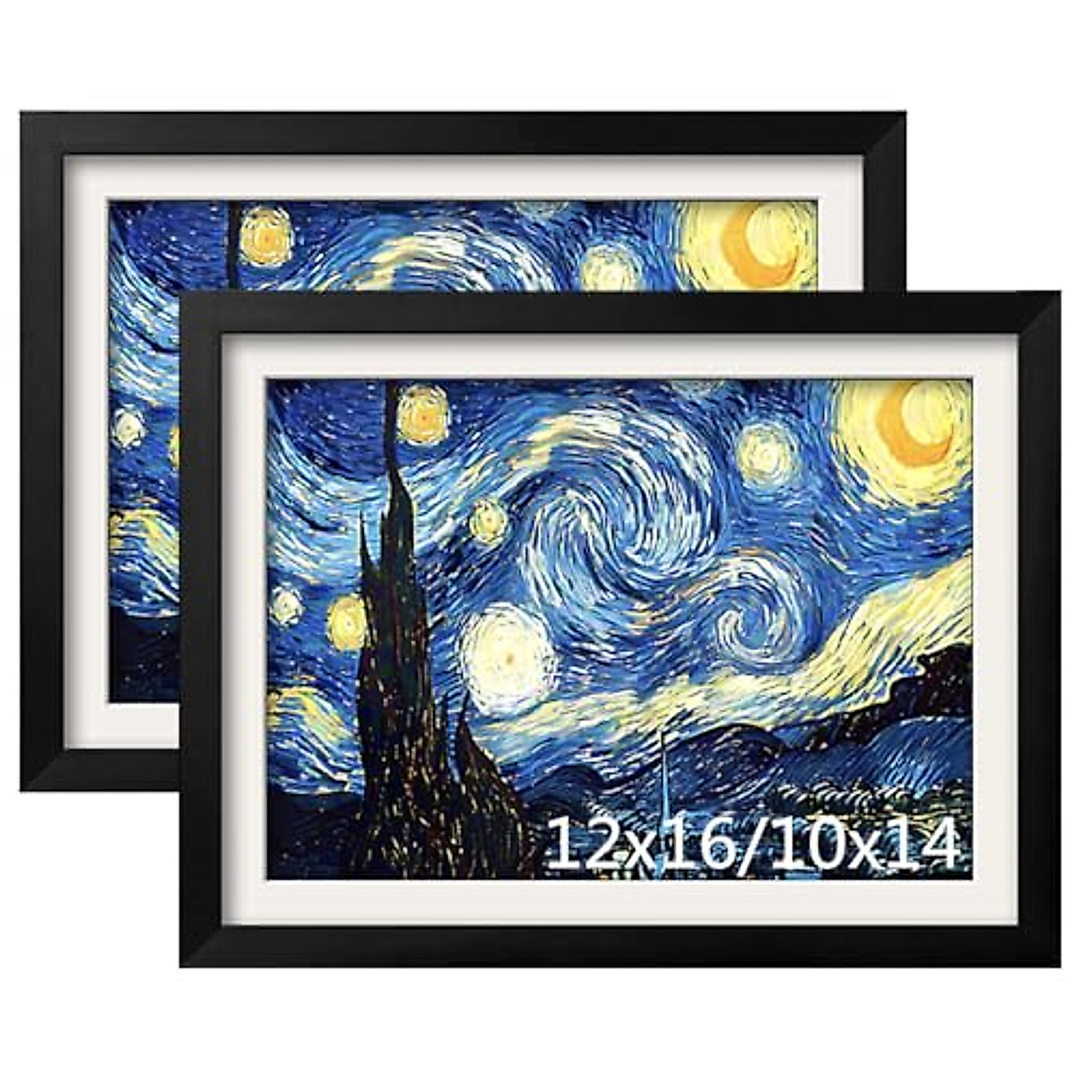 NIHO-JIUMA Diamond Art Wood Frames, Ideal for 12x16/30x40cm Diamond Paintings & Oil Photos. Set of 2 Natural Solid Wood Frames with Plexiglass Protection, Black Finish