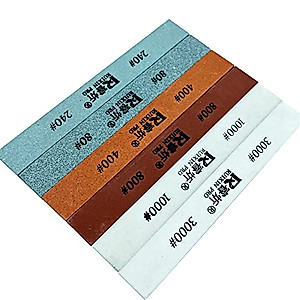 RUIXIN PRO 6Pcs Replacement Knife Sharpening Stones for RX-008 RX-009 Knife Sharpener Fixed-Angle Kit, Professional Whetstone Set Polishing Stone without Base 80/240/400/800/1000/3000 Grit